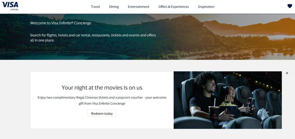 Free Regal movie tickets & popcorn via Visa Infinite Concierge – City ...